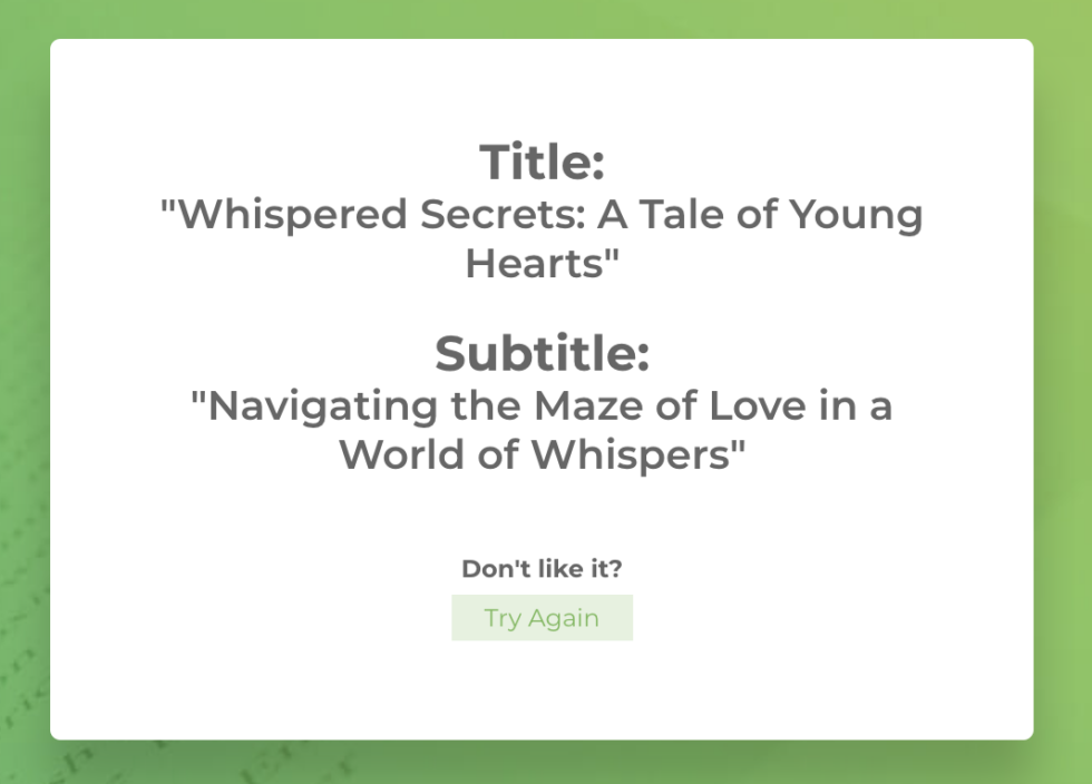 Romance Book Title Generator - FREE